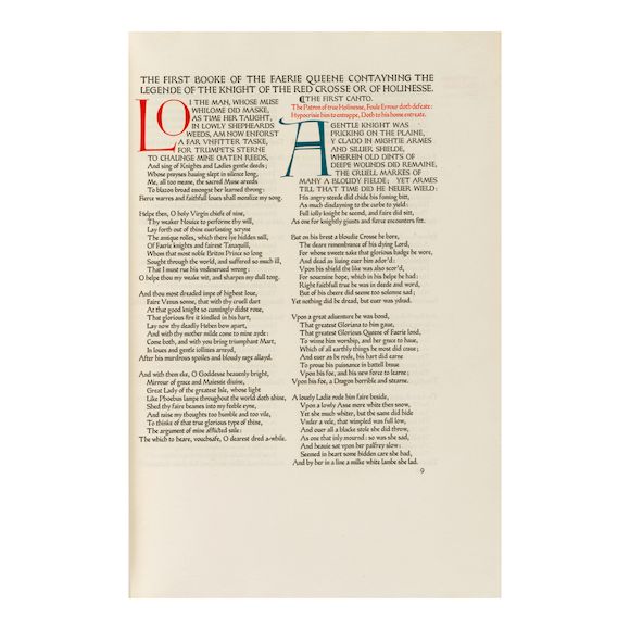 Bonhams : C. R. ASHBEE'S COPY OF THE ASHENDENE FAERIE QUEENE. SPENSER ...