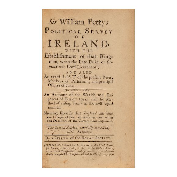 Bonhams : PETTY, WILLIAM. 1623-1687. Political Survey of Ireland ...