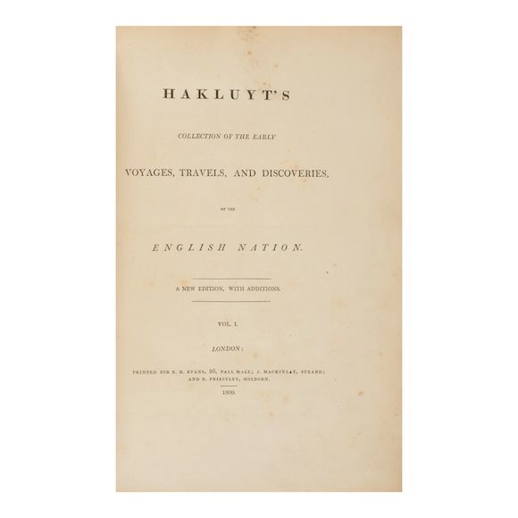 Bonhams : MOST COMPLETE EDITION OF HAKLUYT'S VOYAGES. HAKLUYT, RICHARD ...