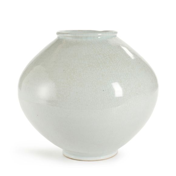 Bonhams Skinner : UNIDENTIFIED A Modern White Porcelain 'Moon' Jar, Korea