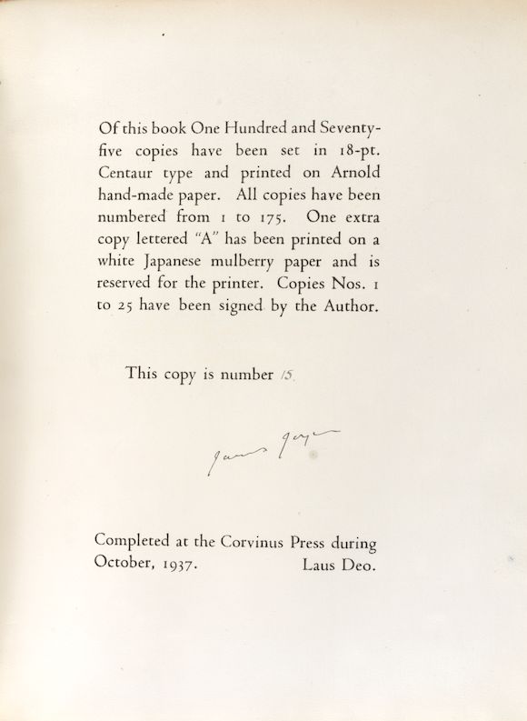 Bonhams : RARE DELUXE PRESENTATION EDITION. JOYCE, JAMES. 1882-1941 ...
