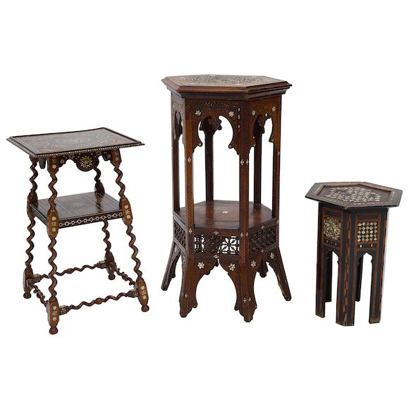 Bonhams : THREE LEVANTINE STYLE BONE AND SHELL INLAID SIDE TABLES19th ...