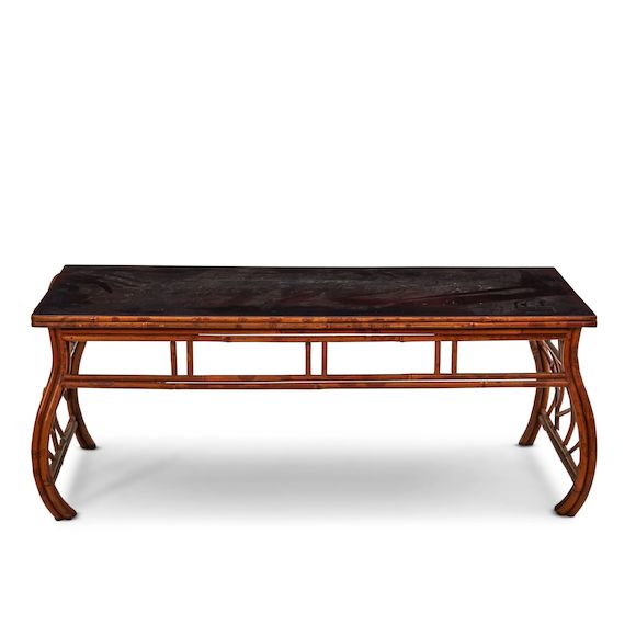 Bonhams Skinner : BAMBOO LOW TABLE WITH LACQUERED TOP Japan, Meiji era
