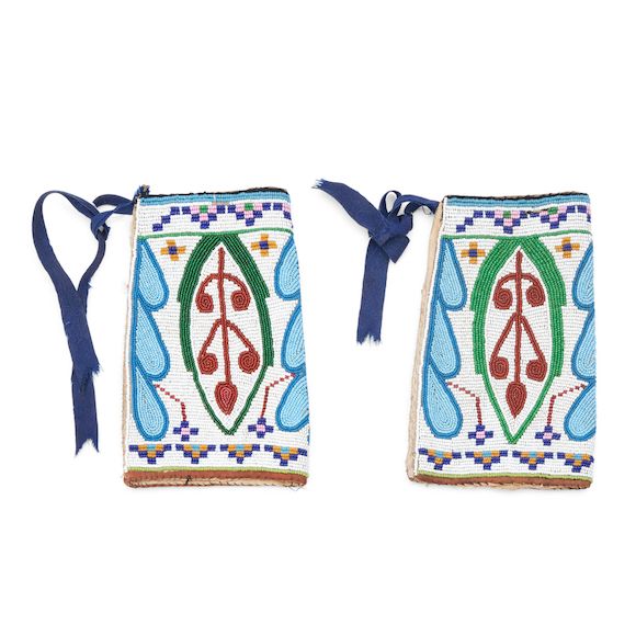 Bonhams Skinner : A pair of Anishinaabe (Ojibwe) beaded gauntlet cuffs ...