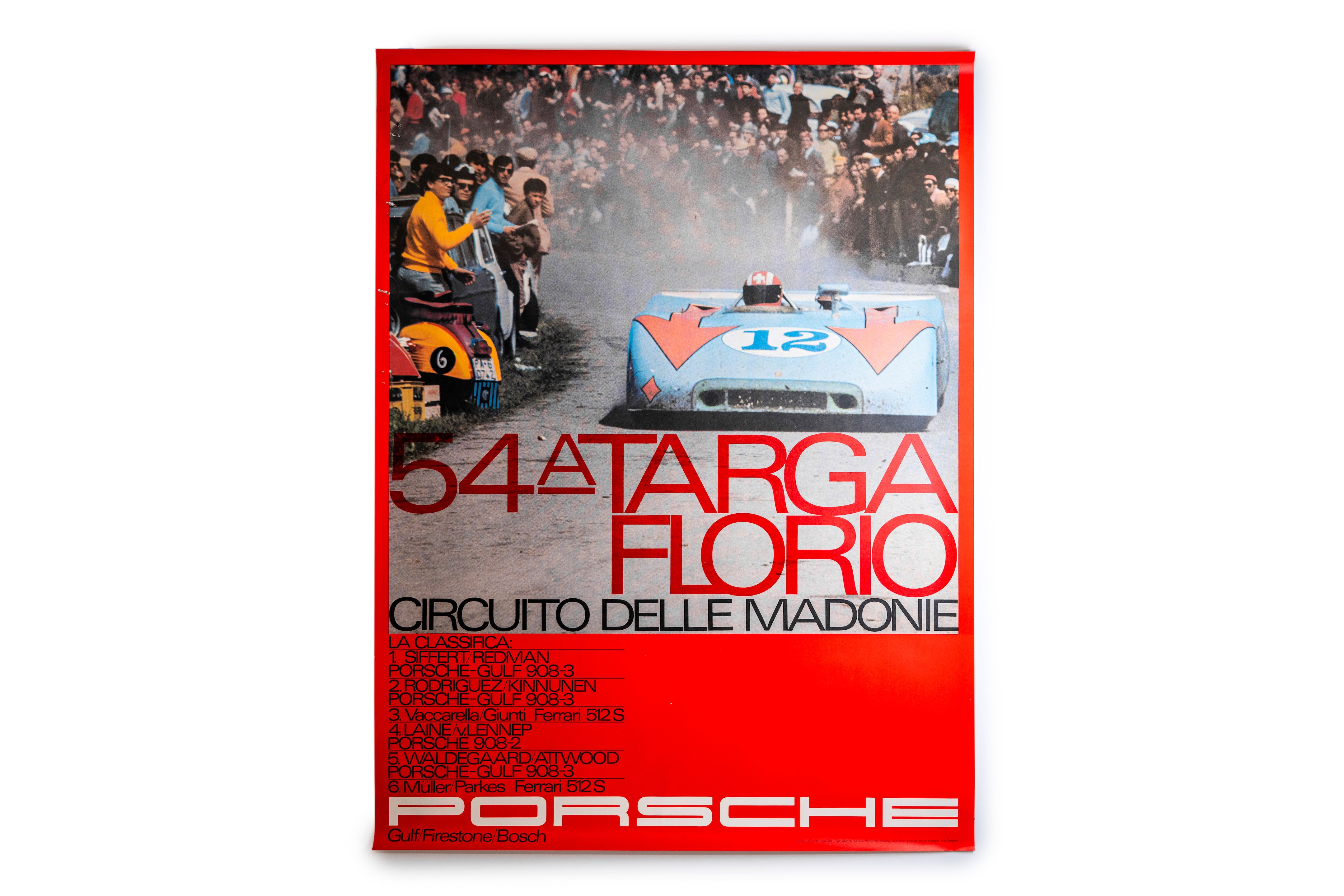 Bonhams Cars : A 1970, 54 Targa Florio Porsche factory event poster,