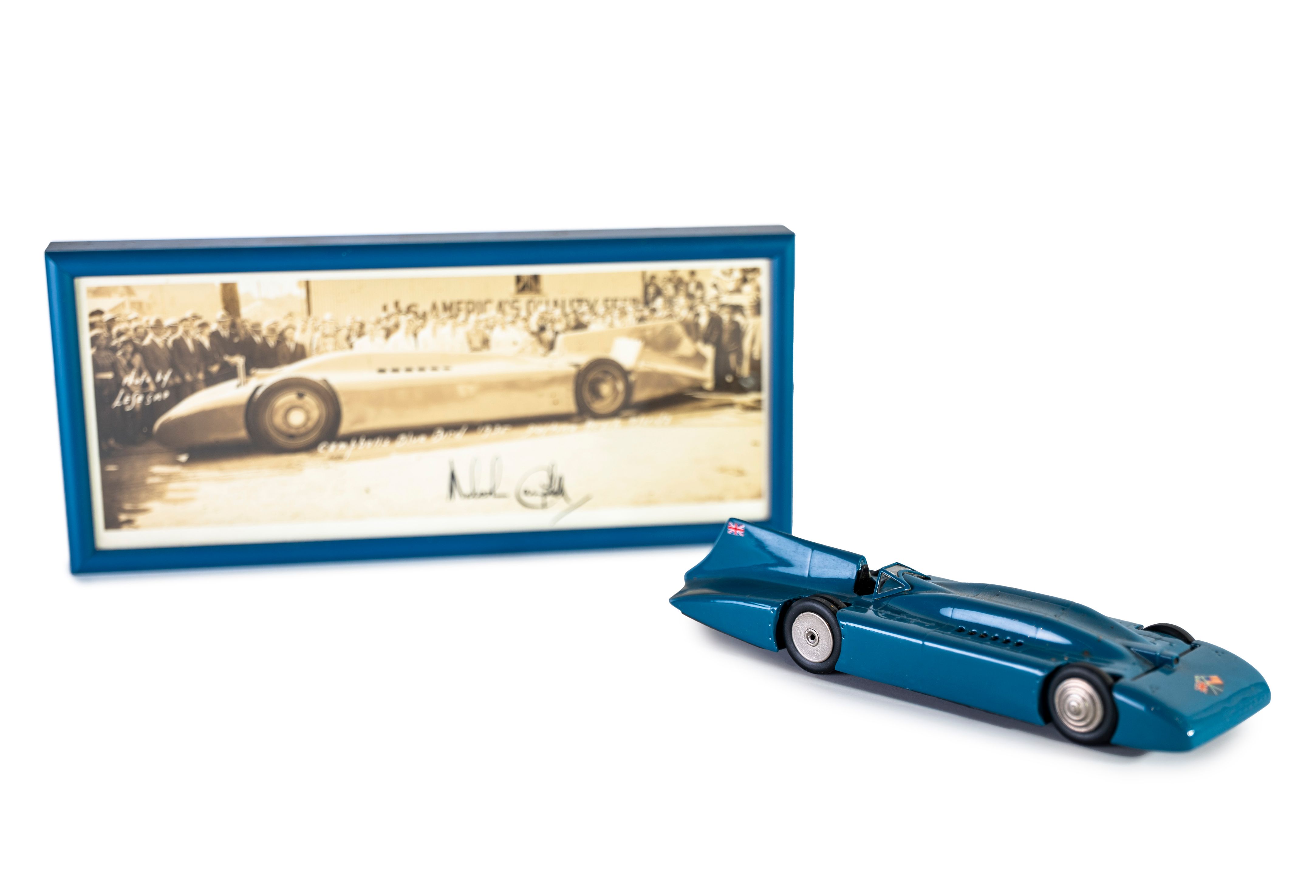 Bonhams Cars : A Malcolm Campbell signed photo and 1:43 scale model,