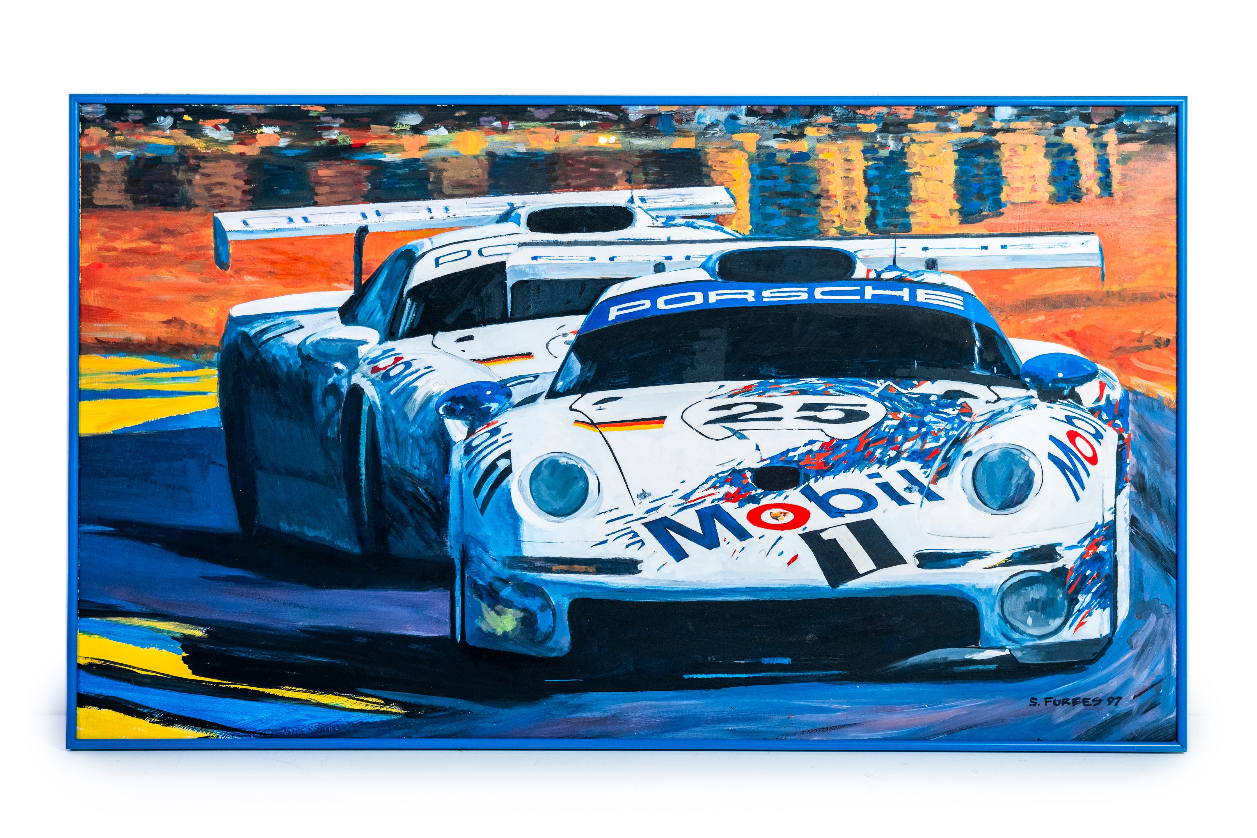 Bonhams Cars : A Porsche 911 GT1 race car acrylic painting by S. Forbes ...