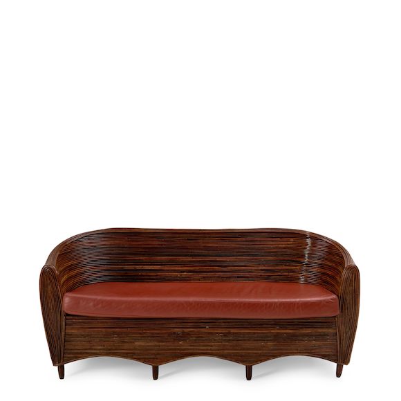 Bonhams Skinner : MID-CENTURY MODERN RATTAN SOFA c. 1960, pencil rattan ...