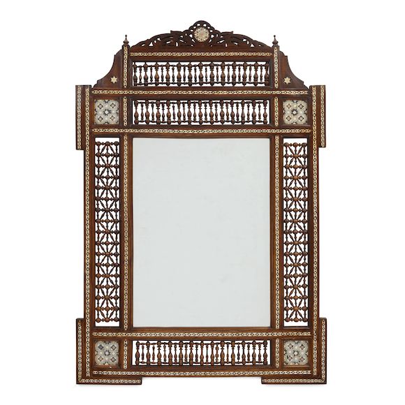 Bonhams : A LEVANTINE STYLE BONE AND SHELL INLAID MIRROR20th century
