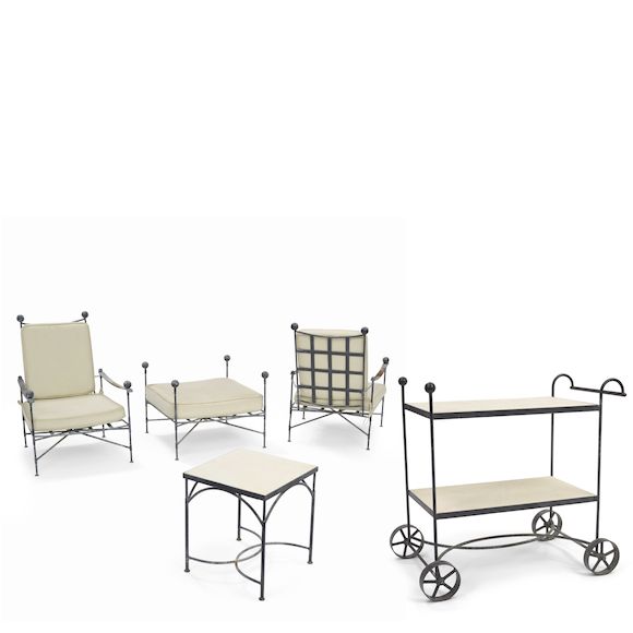 Bonhams : AN IRON OUTDOOR FIVE-PIECE FURNITURE SUITE The Heveningham ...