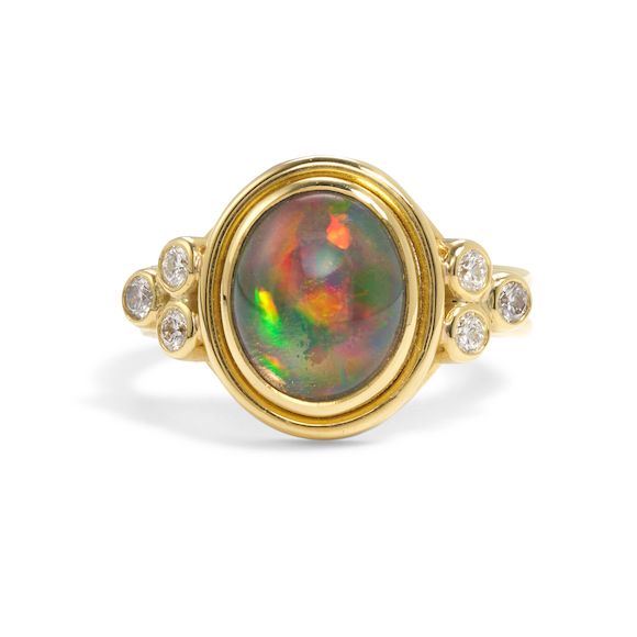 Bonhams : TEMPLE ST. CLAIR: AN 18K GOLD, OPAL AND DIAMOND RING