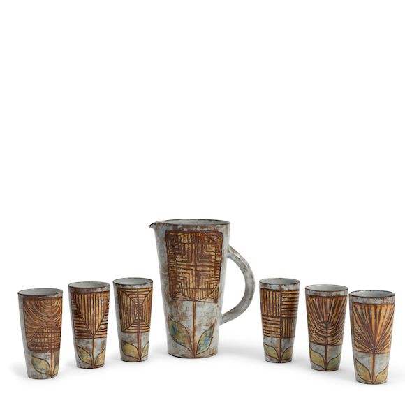 Bonhams Skinner : ALEXANDRE KOSTANDA (1921-2007) PITCHER AND SIX CUPS ...
