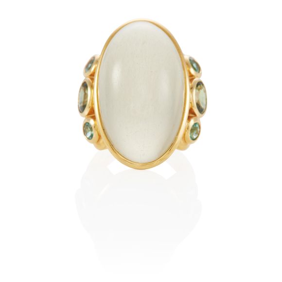 Bonhams : BARRY BRINKER: 18K GOLD, MOONSTONE, GREEN SAPPHIRE AND ...
