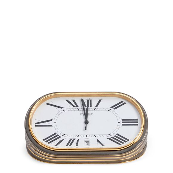 Bonhams Skinner : CARTIER GILT BRASS QUARTZ DESK CLOCK