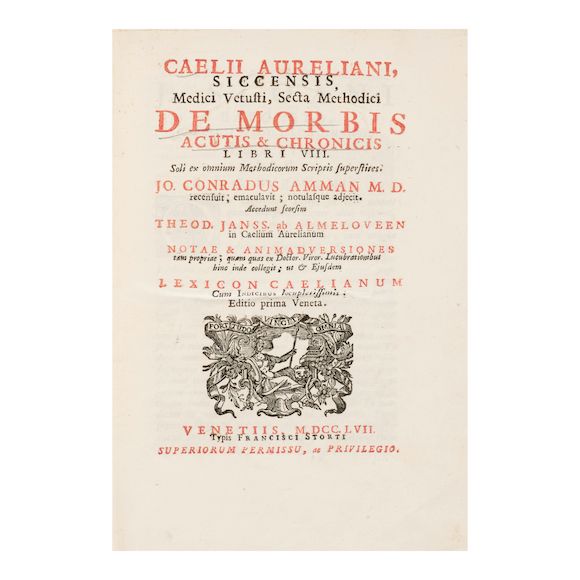 Bonhams : THE NORMAN COPY. CAELIUS AURELIANUS. FL420. De morbis acutis ...