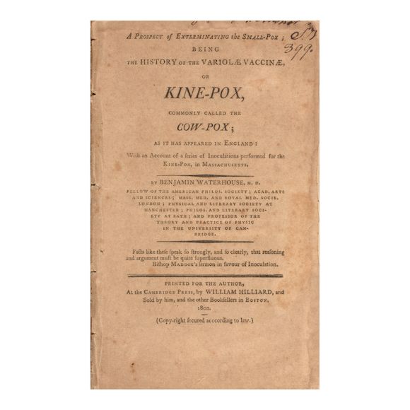 Bonhams : EARLY AMERICAN WORK ON SMALLPOX WATERHOUSE, BENJAMIN. 1754 ...