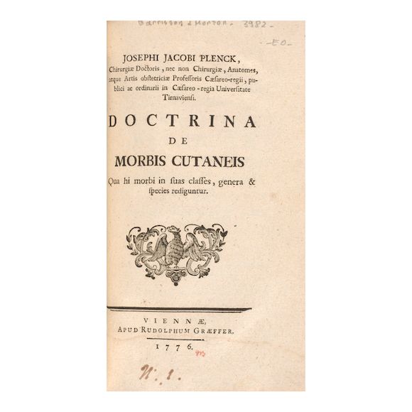 Bonhams : PLENCK'S SCARCE WORK ON DERMATOLOGY. PLENCK, JOSEPH JACOB VON ...