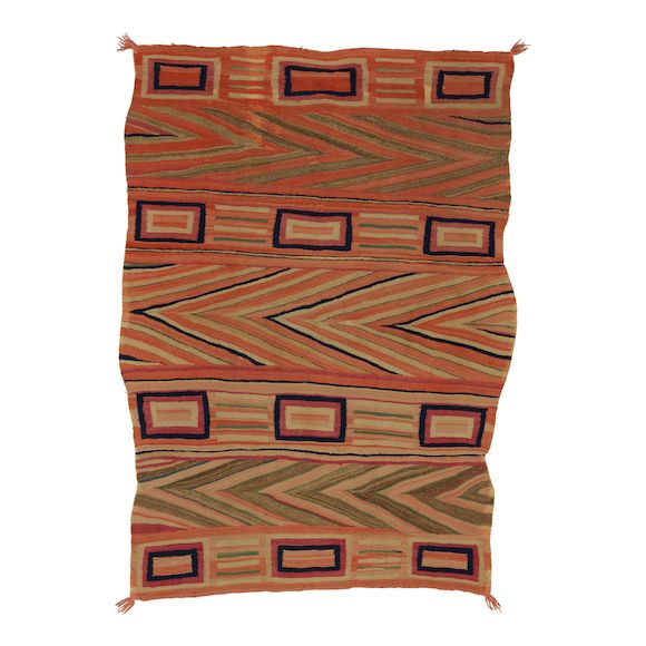 Bonhams : A Diné (Navajo) early transitional wedge weave blanket