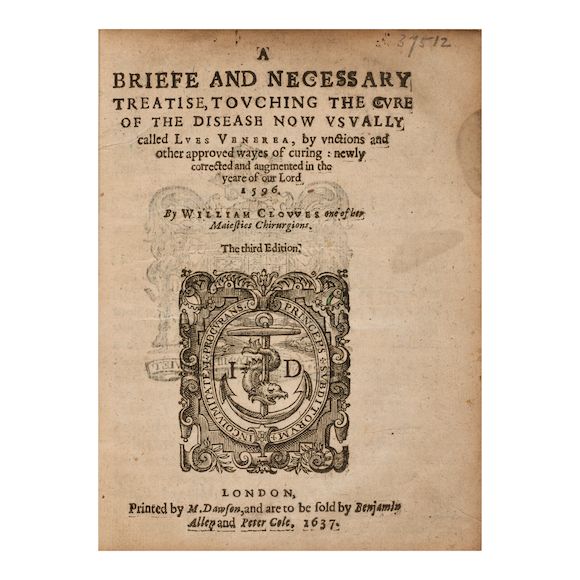 Bonhams : CLOWES, WILLIAM. C. 1544-1601. A Profitable and Necessarie ...