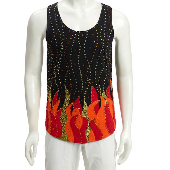 Bonhams : A RICHARD SIMMONS CUSTOM EMBELLISHED 'FIRE' TANK TOP Leslie ...