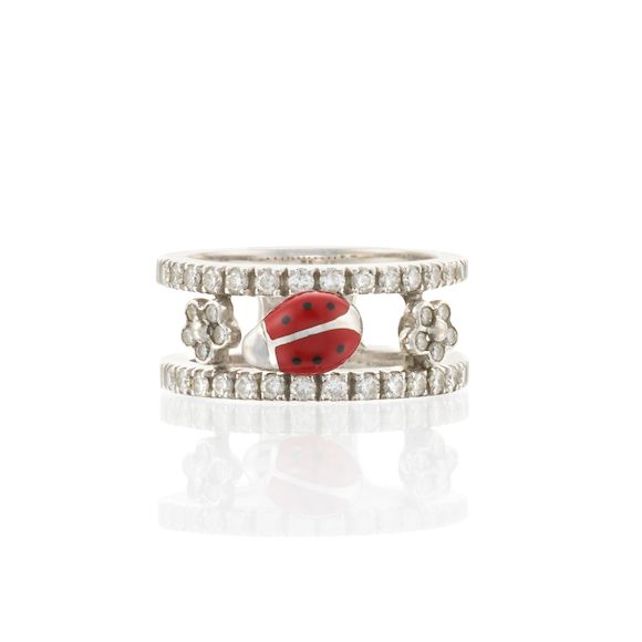 Bonhams Skinner : AARON BASHA: AN 18K WHITE GOLD, ENAMEL, AND DIAMOND ...