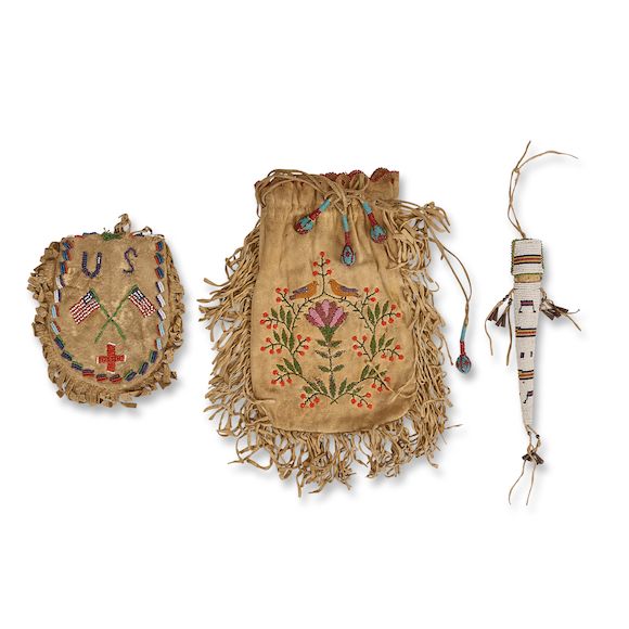 Bonhams : Three Native American beaded items