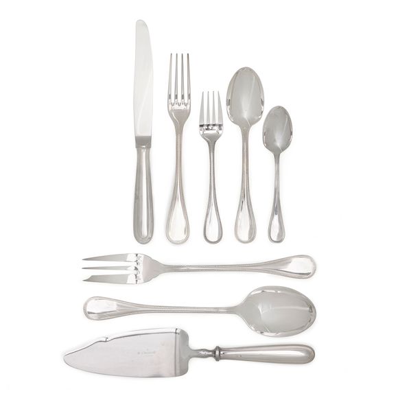 Bonhams : A CHRISTOFLE SILVER-PLATED 'PERLES' FLATWARE SERVICE Paris ...