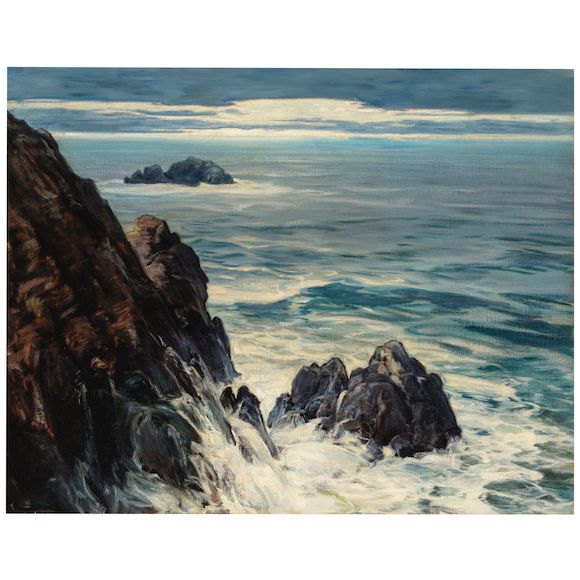 Bonhams : Henry Joseph Breuer (1860-1932) Coastal Landscape 30 x 38 in.