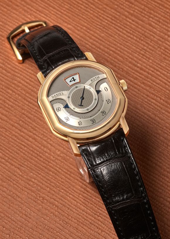 Bonhams : DANIEL ROTH. A RARE LIMITED EDITION 18K ROSE GOLD AUTOMATIC ...