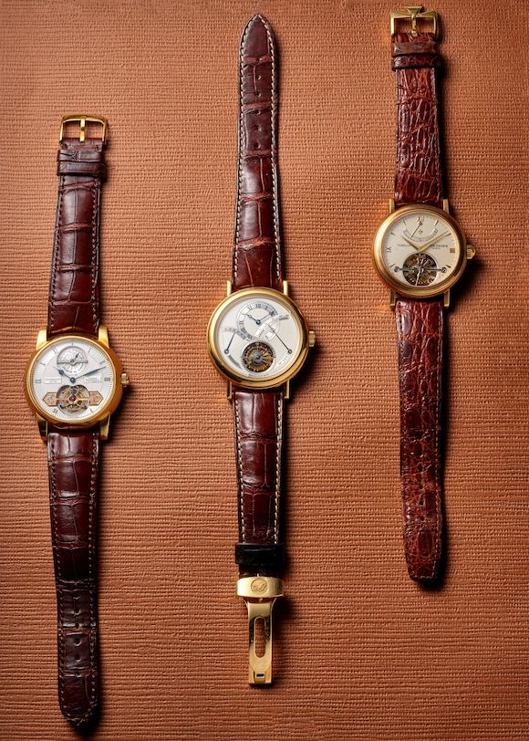 Bonhams : BREGUET. AN 18K GOLD MANUAL WIND TOURBILLON WRISTWATCH WITH ...