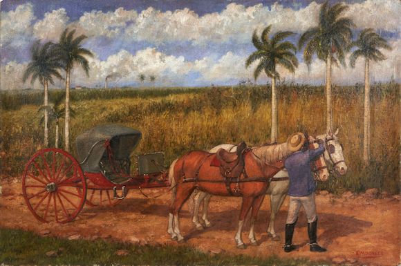 Bonhams Skinner : EDUARDO MORALES (1869-1938) Paisaje cubano con un Quitrín