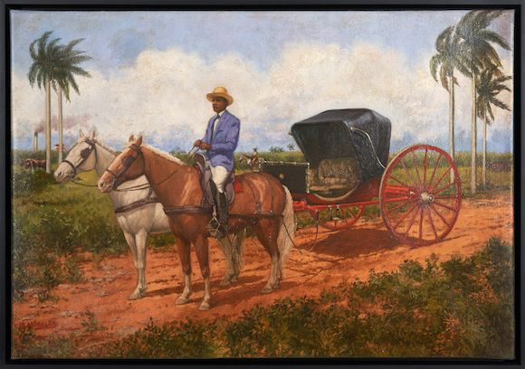 Bonhams Skinner : EDUARDO MORALES (1869-1938) Quitrín con hombre a caballo
