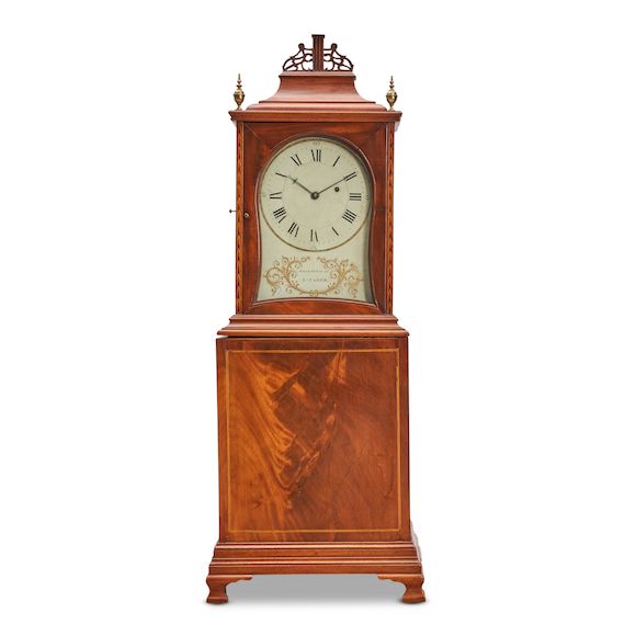 Bonhams Skinner : Federal Inlaid Mahogany and White Pine Shelf Clock Elnathan Taber (1768-1854 ...