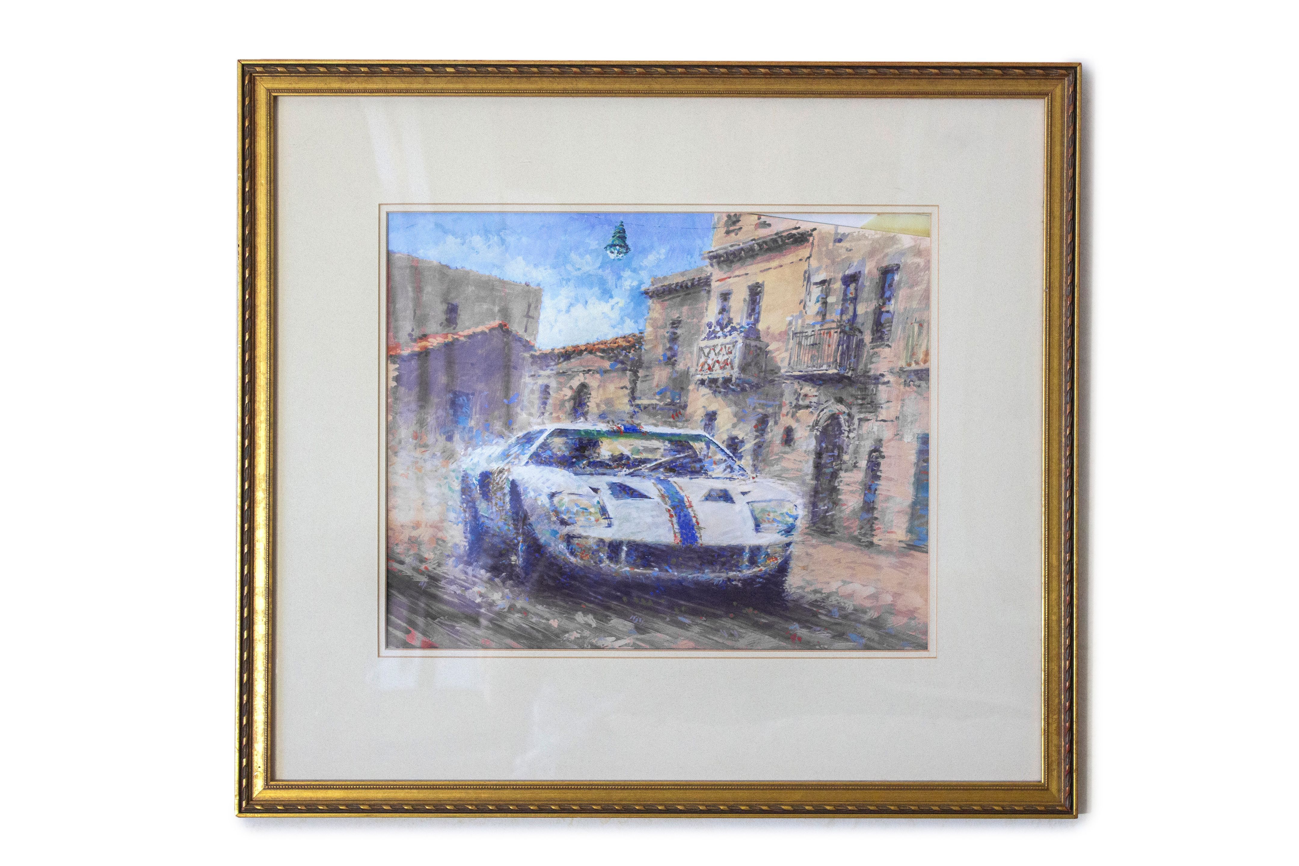Bonhams Cars : 'Ford GT40 at the Targa Florio,' acrylic painting by ...