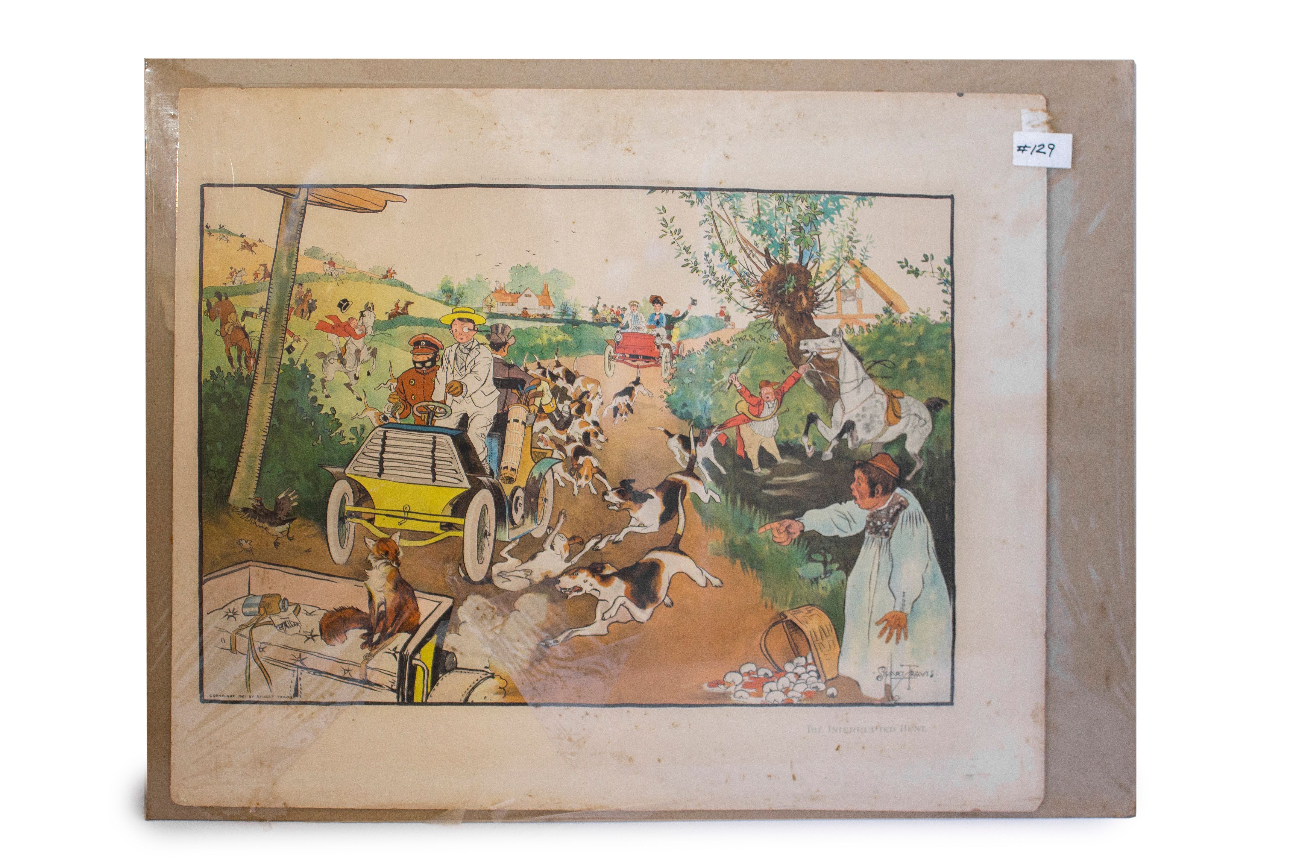 Bonhams Cars : 'The Interrupted Hunt,' lithograph by Stuart Travis ...