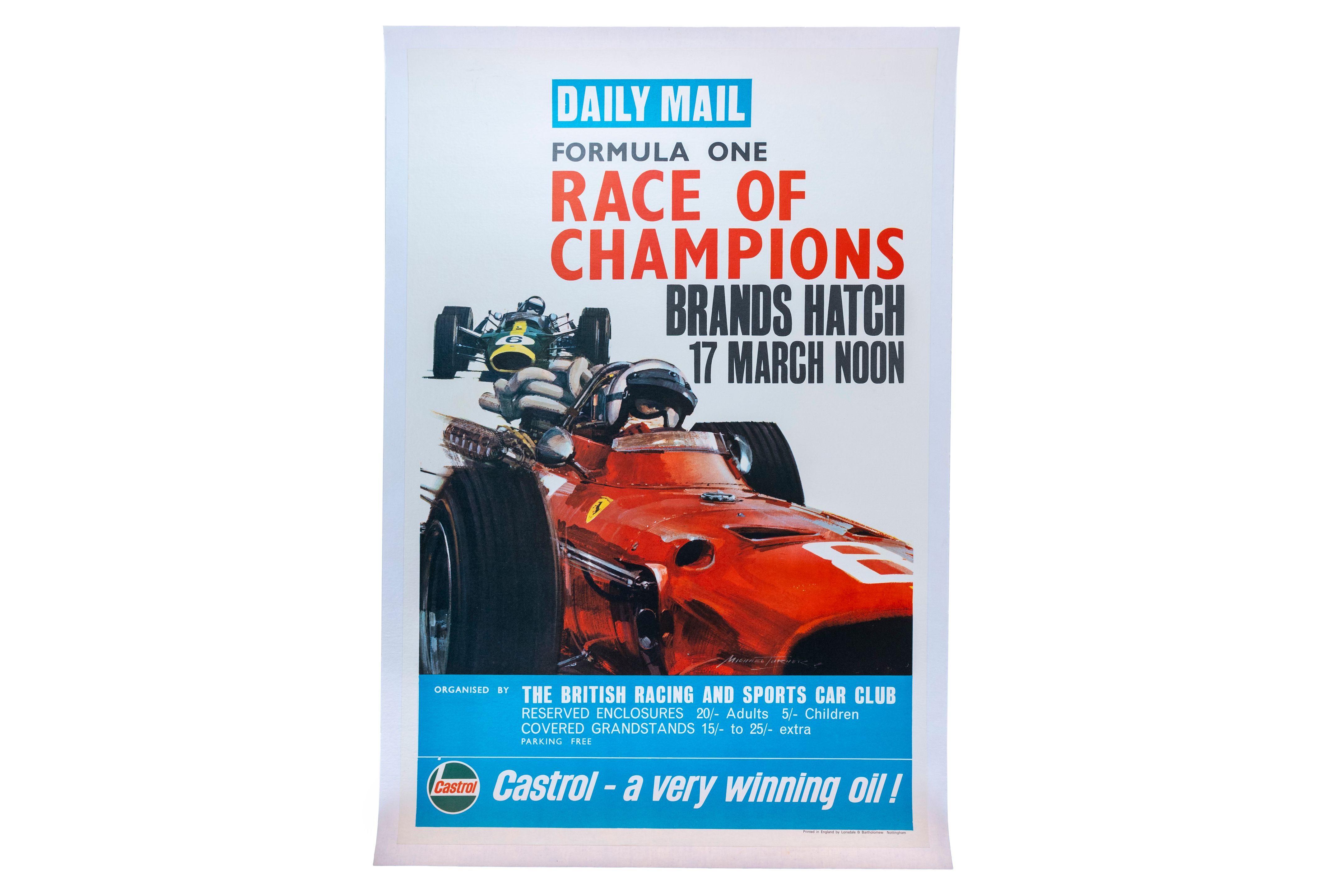 Bonhams Cars : A 1964 Daily Mail Race of Champions Brands Hatch poster,