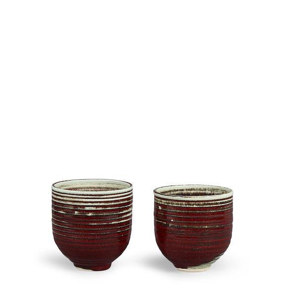 Bonhams : DOYLE LANE (1925-2002) Companion Pair of Cupscirca 1970glazed ...