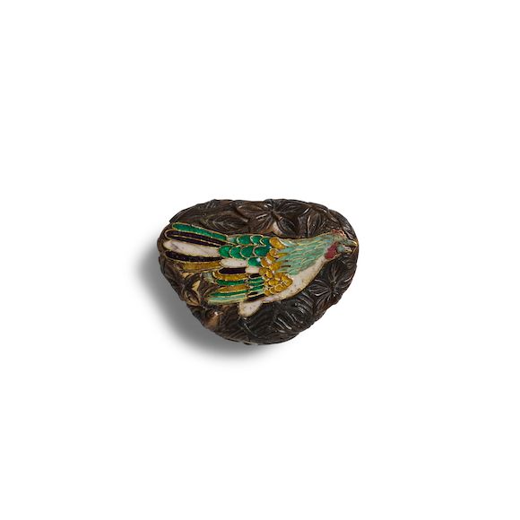 Bonhams : HIRATA NARIKADO (1670-1757) A Netsuke with a Cloisonné-Enamel ...