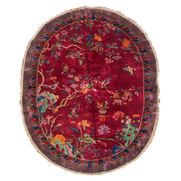 Bonhams Skinner : Oval Chinese Art Deco Carpet China 8 ft. 7 in. x 11 ...