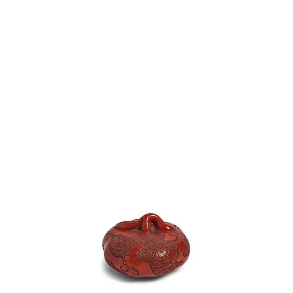 Bonhams : A RED LACQUER MANJŪ-STYLE NETSUKE Edo period (1615-1868 ...