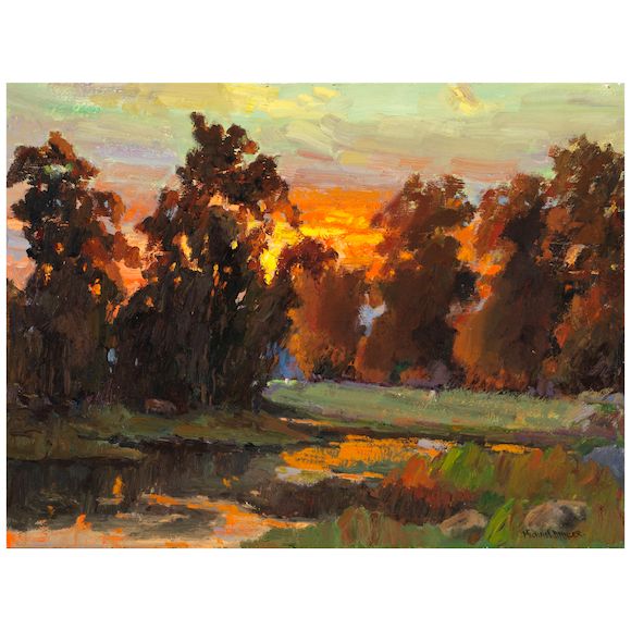 Bonhams : Michael Dancer (1927-2002) Sunset Landscape 18 x 24 in.