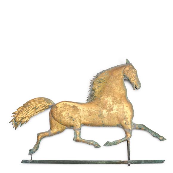 Bonhams Skinner : Gilt Copper "Black Hawk" Trotting Horse Weathervane ...