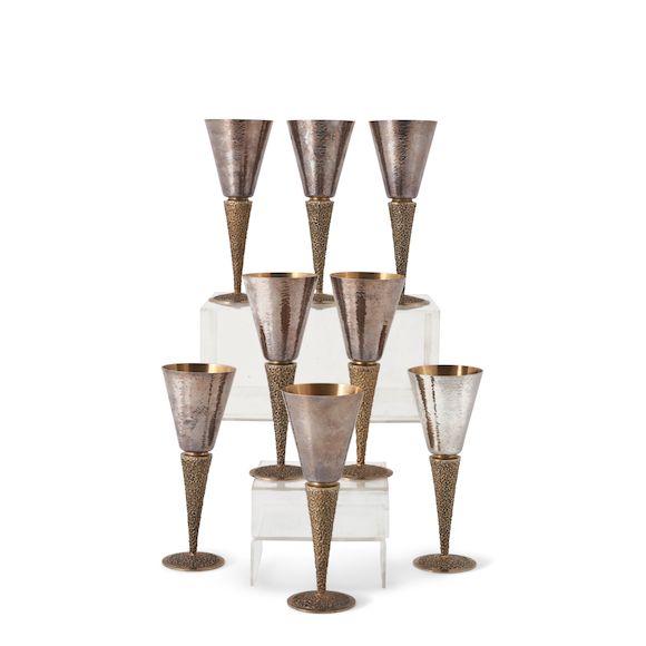 Bonhams Skinner : EIGHT STUART DEVLIN (1931-2018) PARCEL GILT STERLING ...