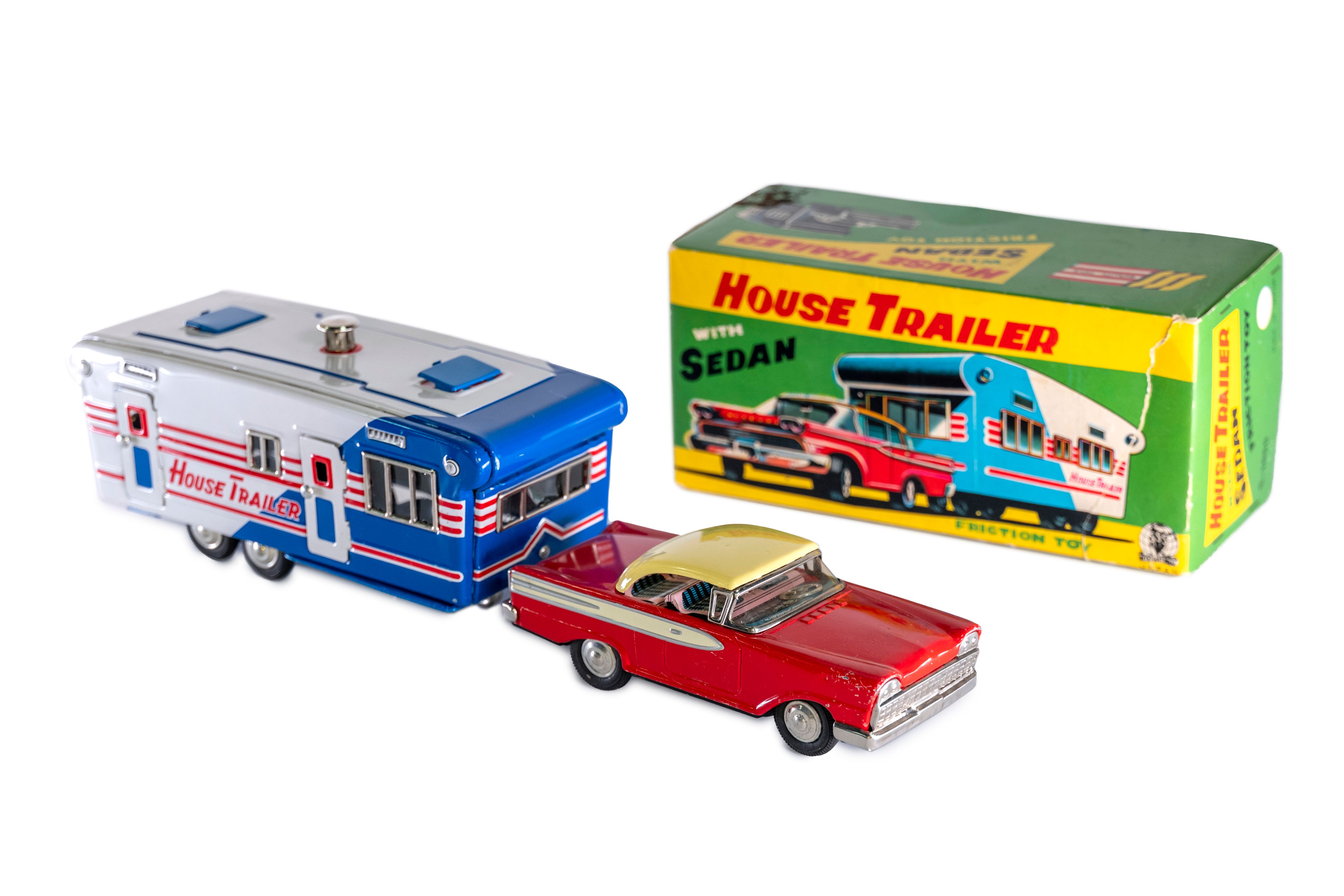 Bonhams Cars : A 'House Trailer with Sedan' tinplate friction toy, by SSS,