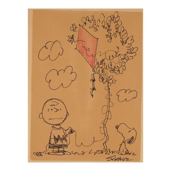 Bonhams : PEANUTS KITE DRAWING. SCHULZ, CHARLES M. 1922-2000. Original ...