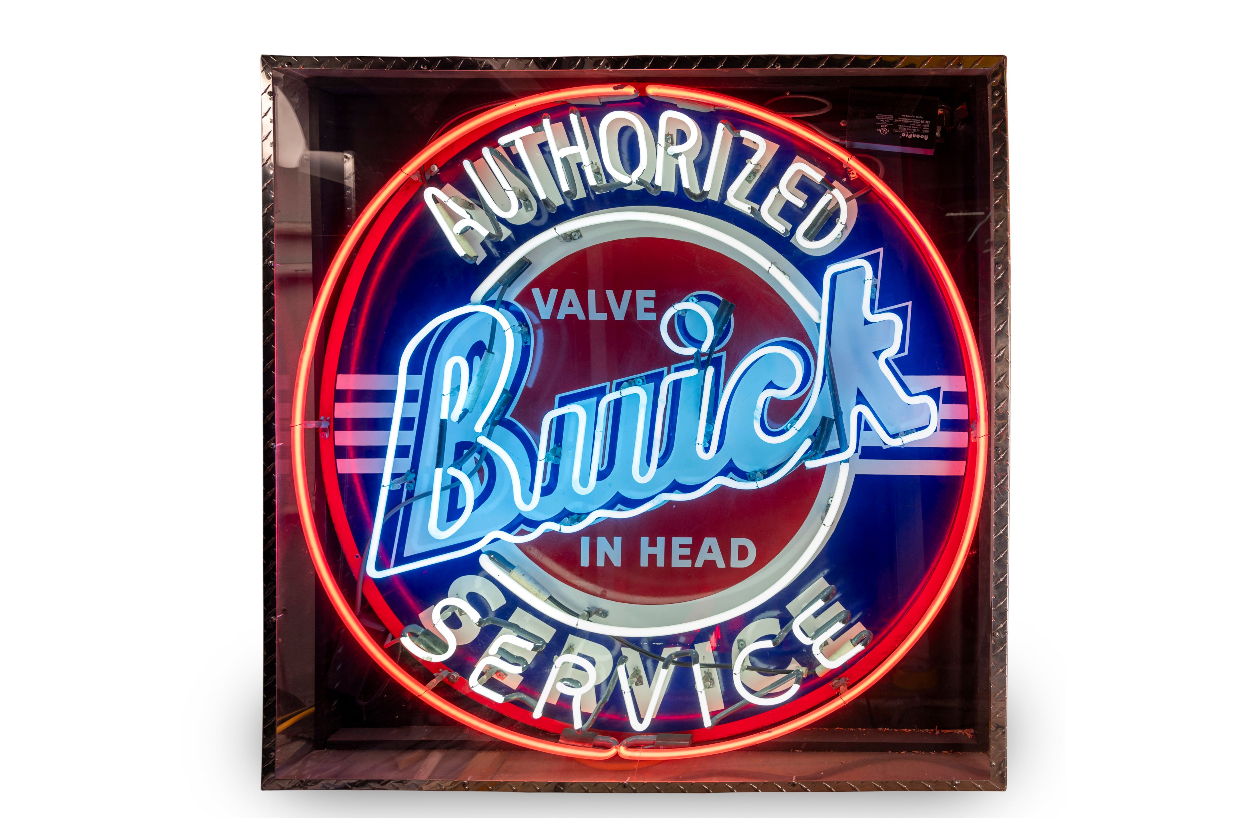 Bonhams Cars : An Authorized Buick Service porcelain sign with neon added,