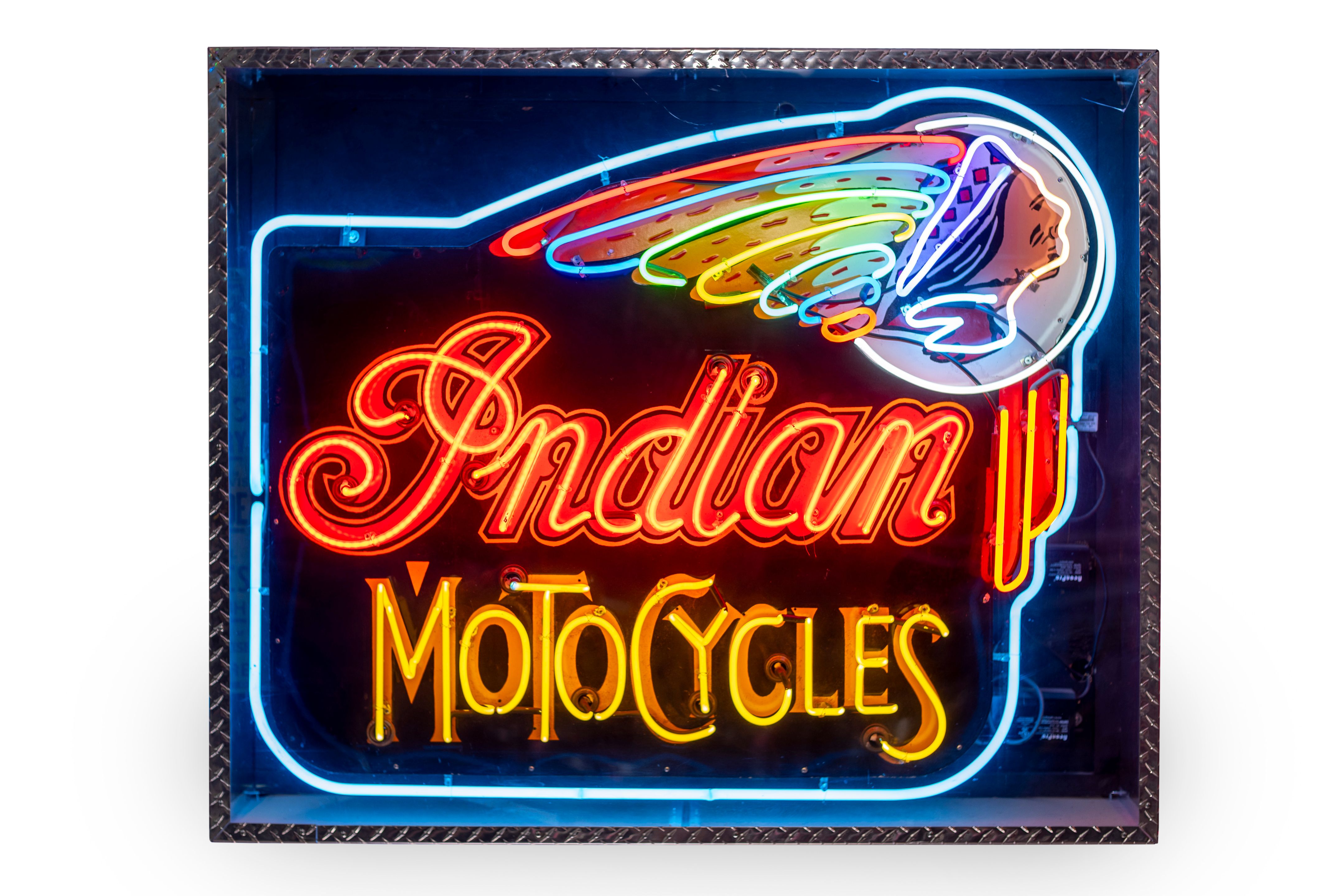 Bonhams Cars : A Custom Indian Motorcycles porcelain neon sign,