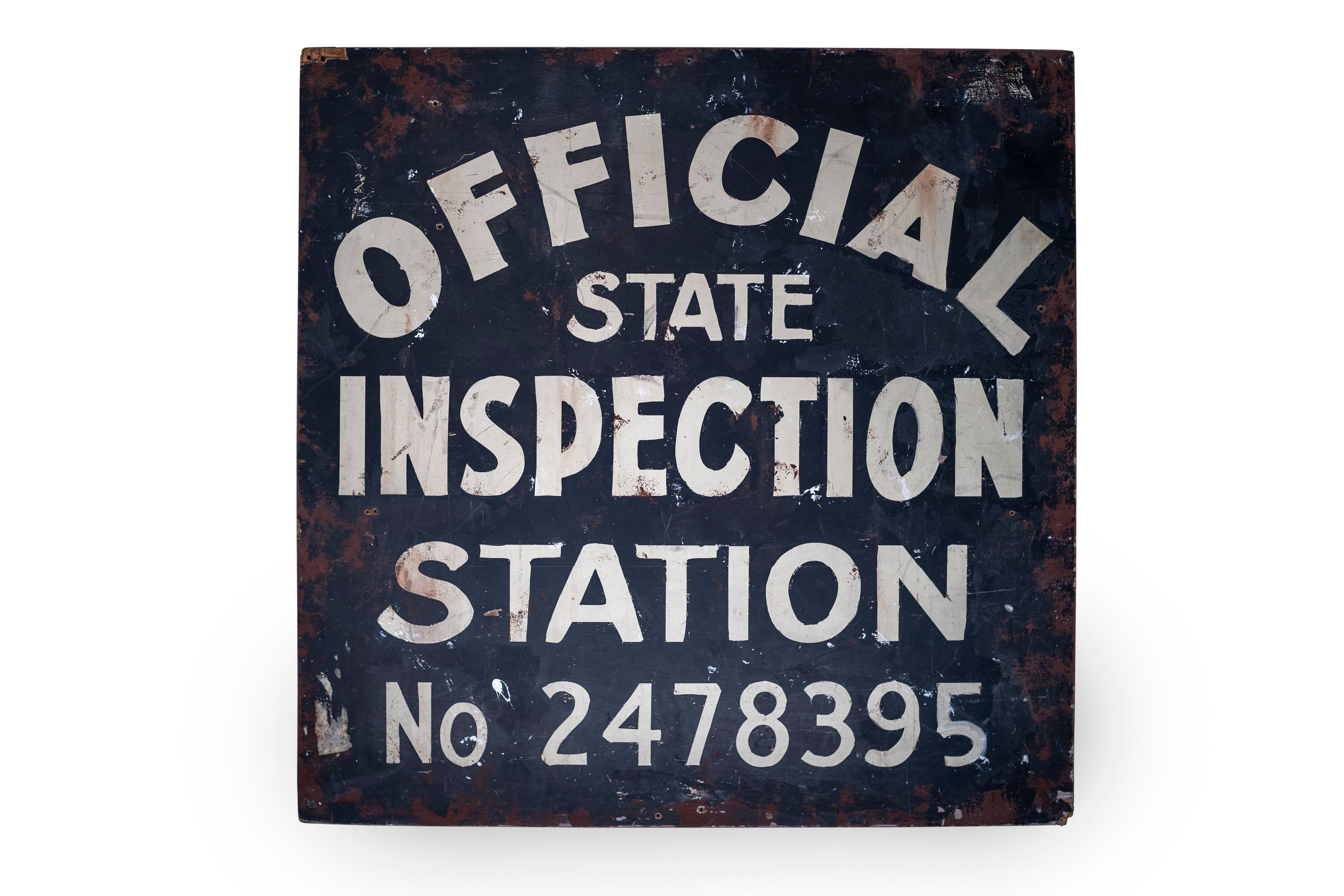 Bonhams Cars : An Official State inspection Station sign,