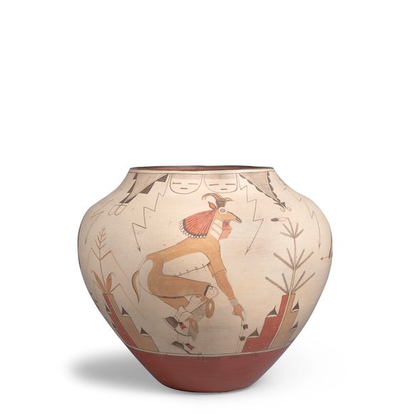 Bonhams : A Sofia and Rafael Medina polychrome pottery jar, "Crow ...