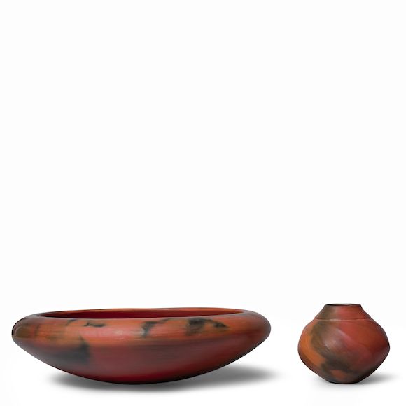 Bonhams : Two Samuel Manymules redware pottery objects